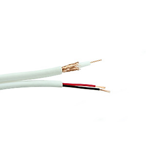 FiveStarCable RG59 Solid Bare Copper 1000ft Siamese Coaxial CCTV Cable, ETL Listed RG59 Combo Cable Solid 20 AWG RG59 + 18/2 18AWG Power, White