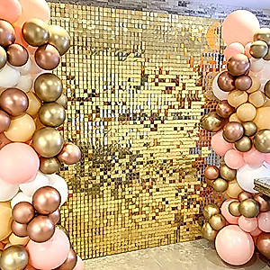 24 Panels Shimmer Wall Backdrop, UNIIDECO 24 Pieces Fiesta Decoration Large Sequin Wall Panels, Birthday Baby Shower Wedding Event Party Decor Shine Curtains, Advertising Signs Home Decor (Gold)