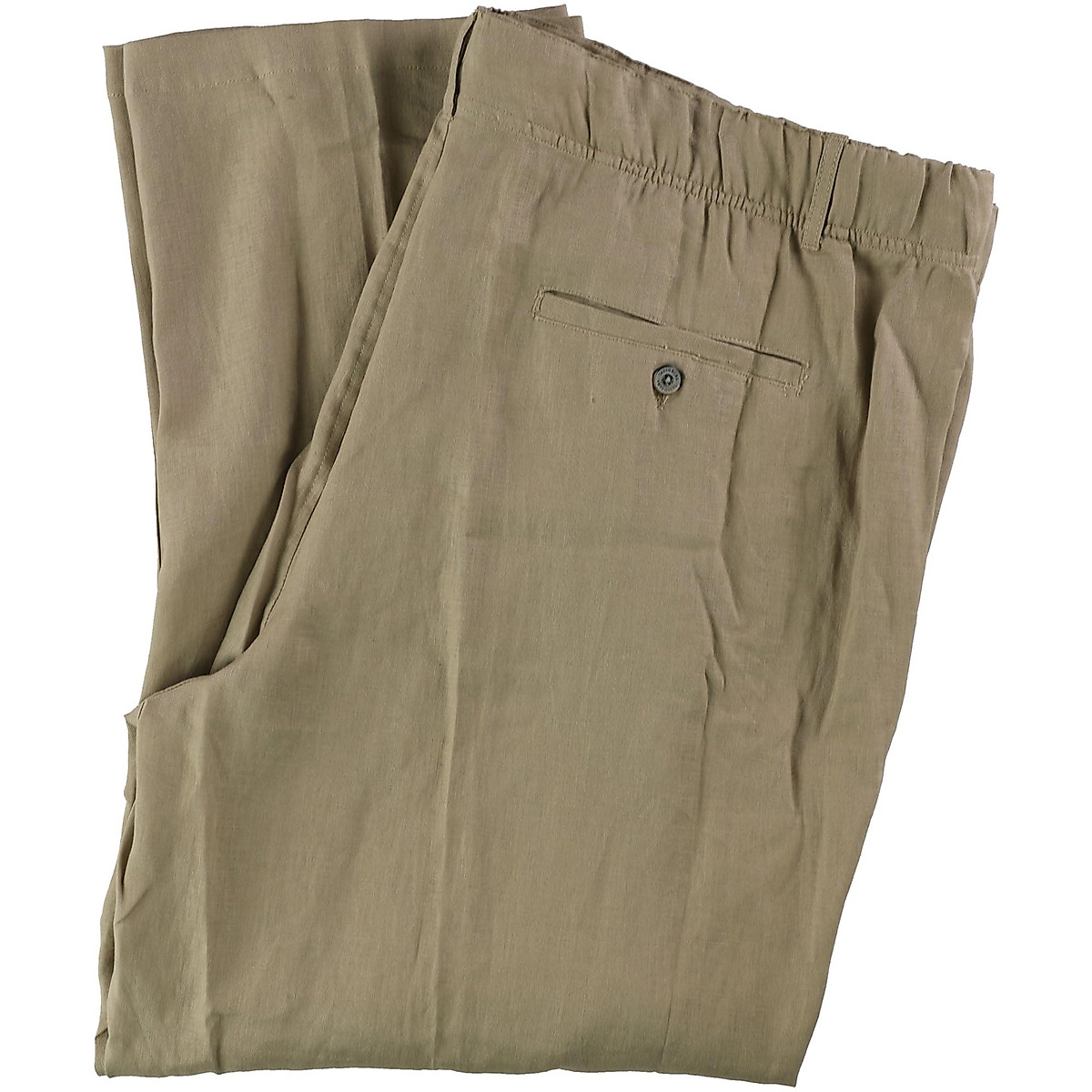 Tasso Elba Mens Linen Drawstring Casual Trouser Pants, Brown, Big 2X