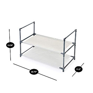 Smart Design Shoe Rack Shelf - Stackable - Laminated Liner - Steel Metal Frame - 2-Tier Holds 6 Pairs - Entryway, Closet, & Garage - Home Organization