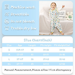 WONDAY Toddler Sleep Sack, Sleep Sack 2t-3t, Sleep Sack Baby Wearable Blanket, Sleeping Bag Summer Toddler Baby Sleep Sacks with Feet, Sleeveless Soft Toddler Sleeping Sack