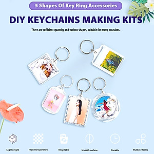 Swpeet 40Pcs Pendant Picture Frame Keyrings, Make Your Own Keyring Kit, Central Pendant for Kids To Assemble And Attach To Key Rings And Bags