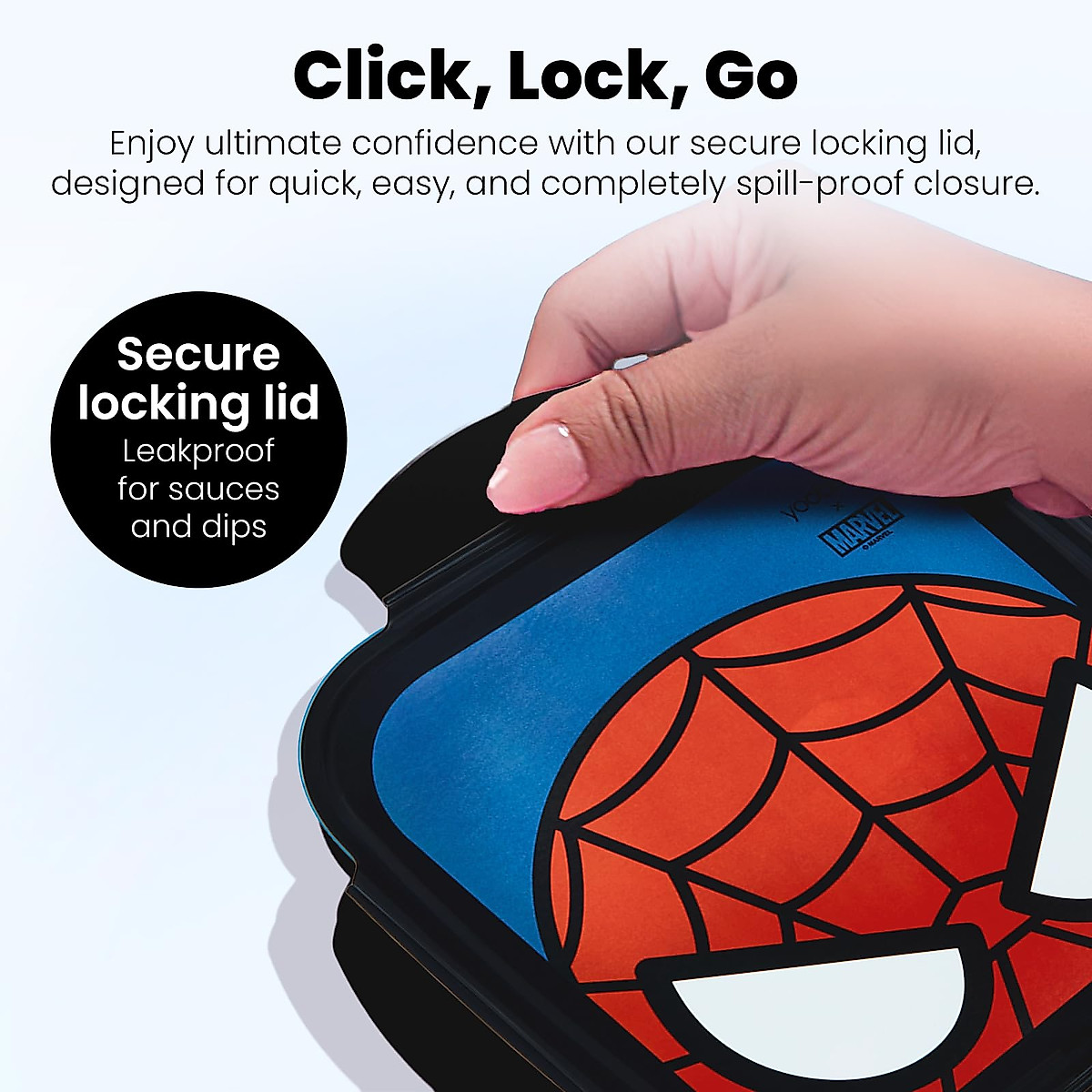 Yoobi x Marvel Spider-Man Bento Box and Ice Pack - 3 Compartment Lunch Box, Dishwasher & Microwave Safe Food & Snack Container for Kids & Adults - BPA & PVC Free, Leakproof