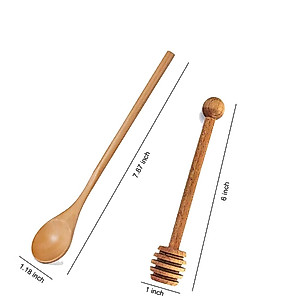 2pcs Honey Dipper Stick, 2pcs Long Handle Honey Spoon, Wooden Honey Dipper Stick for Honey Jar, Wooden Spoons Stirrer Cocktail Mixing Spoons for Home Kitchen