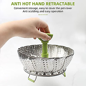 DEFUTAY Steamer Basket,Stainless Steel Vegetable Steamer Basket Folding,Folding Expandable Steamers(5.5" to 9")