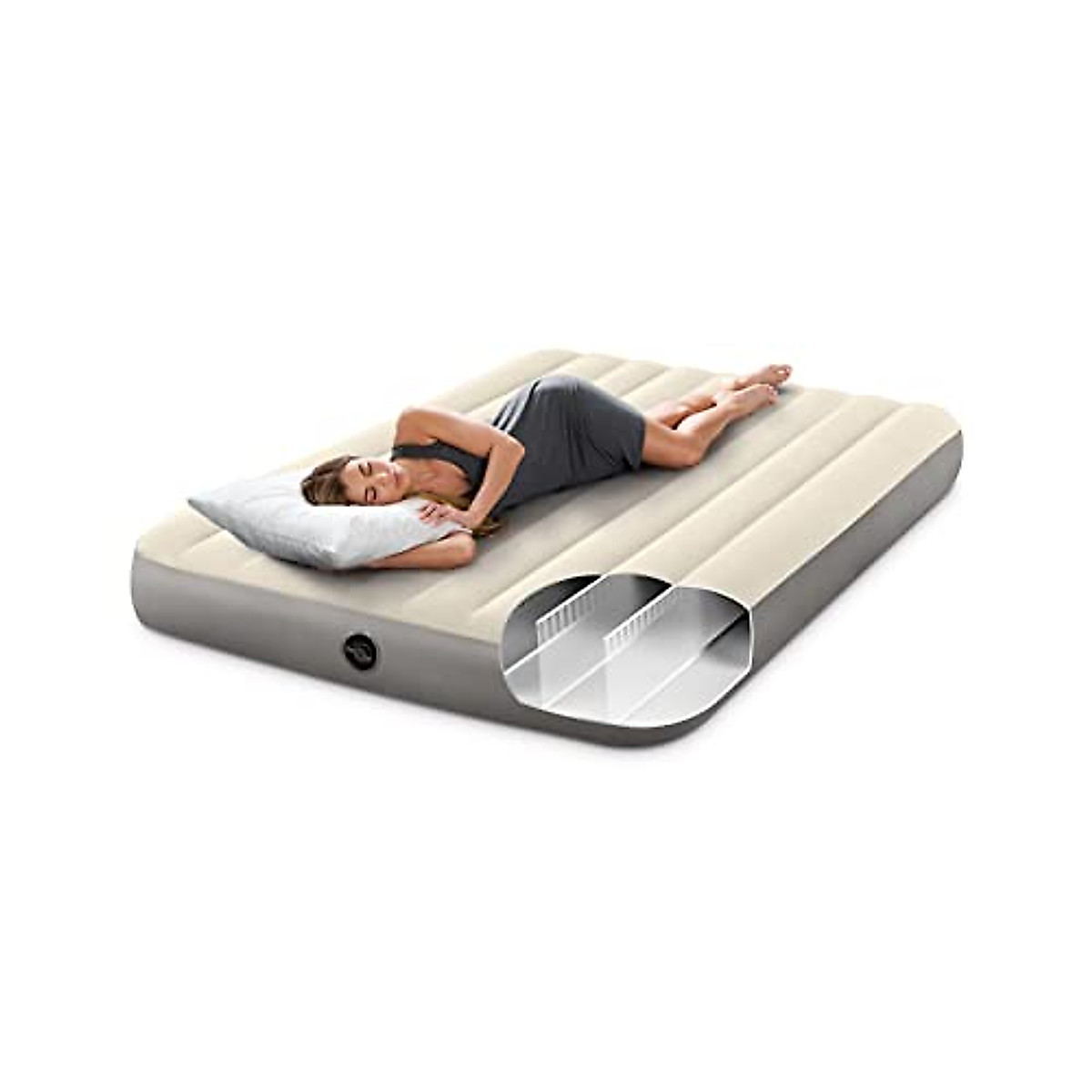 INTEX 64103E Dura-Beam Standard Single-High Air Mattress: Fiber-Tech – Queen Size – 10in Bed Height – 600lb Weight Capacity – Pump Sold Separately
