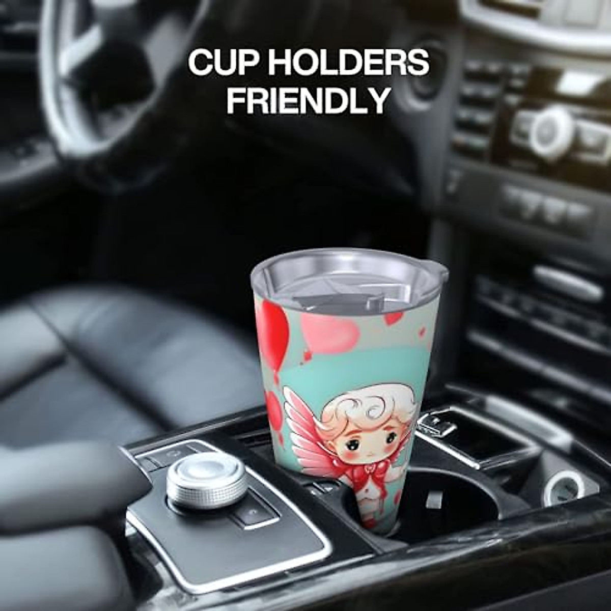 WXZYFP Car cup (single silver rim), can use a straw or drink directly, easy to use.Cute loving boy