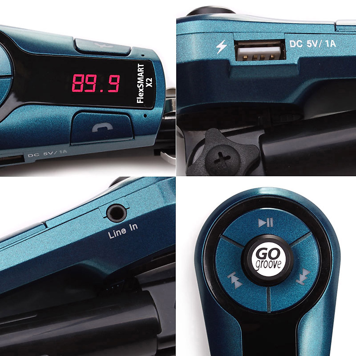 GOgroove FlexSMART X2 Mini Bluetooth FM Transmitter Radio Adapter Car Kit, USB Charging, Hands Free Calling, Music Controls, AUX Input – Compatible with MP3 Players, iPhone, Samsung, and More Devices