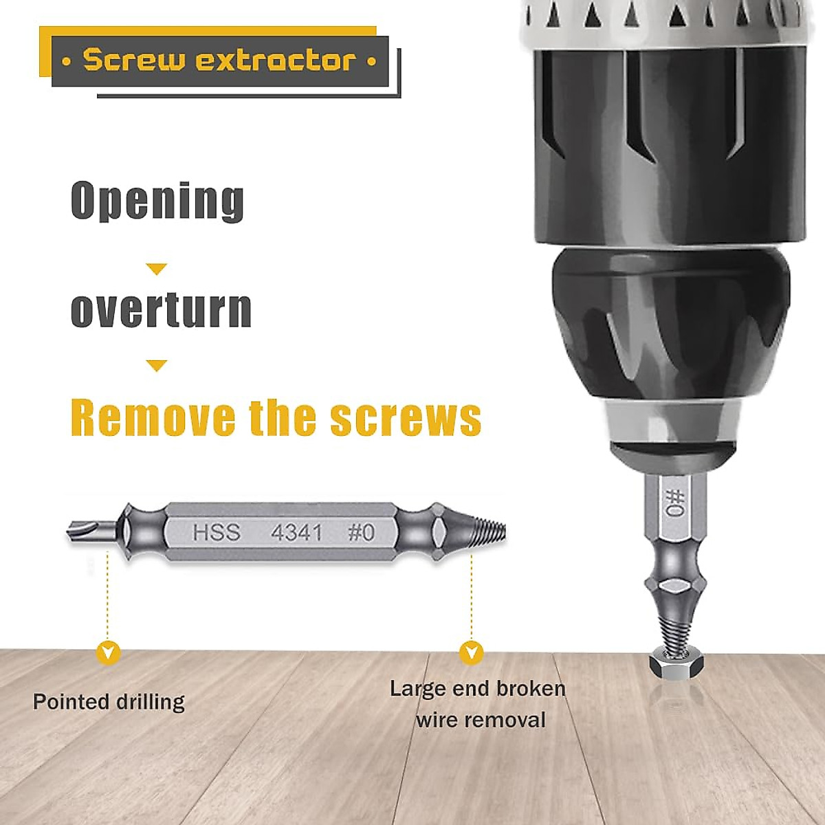 Damaged Screw Extractor Set- 6Pcs Double Head Drills with Storage Box, Screw Extractor Kit Made of Authentic 4341 Steel, Premium Stripped Screw Removal Tool for Easy Removal Rusted hardware- Samest