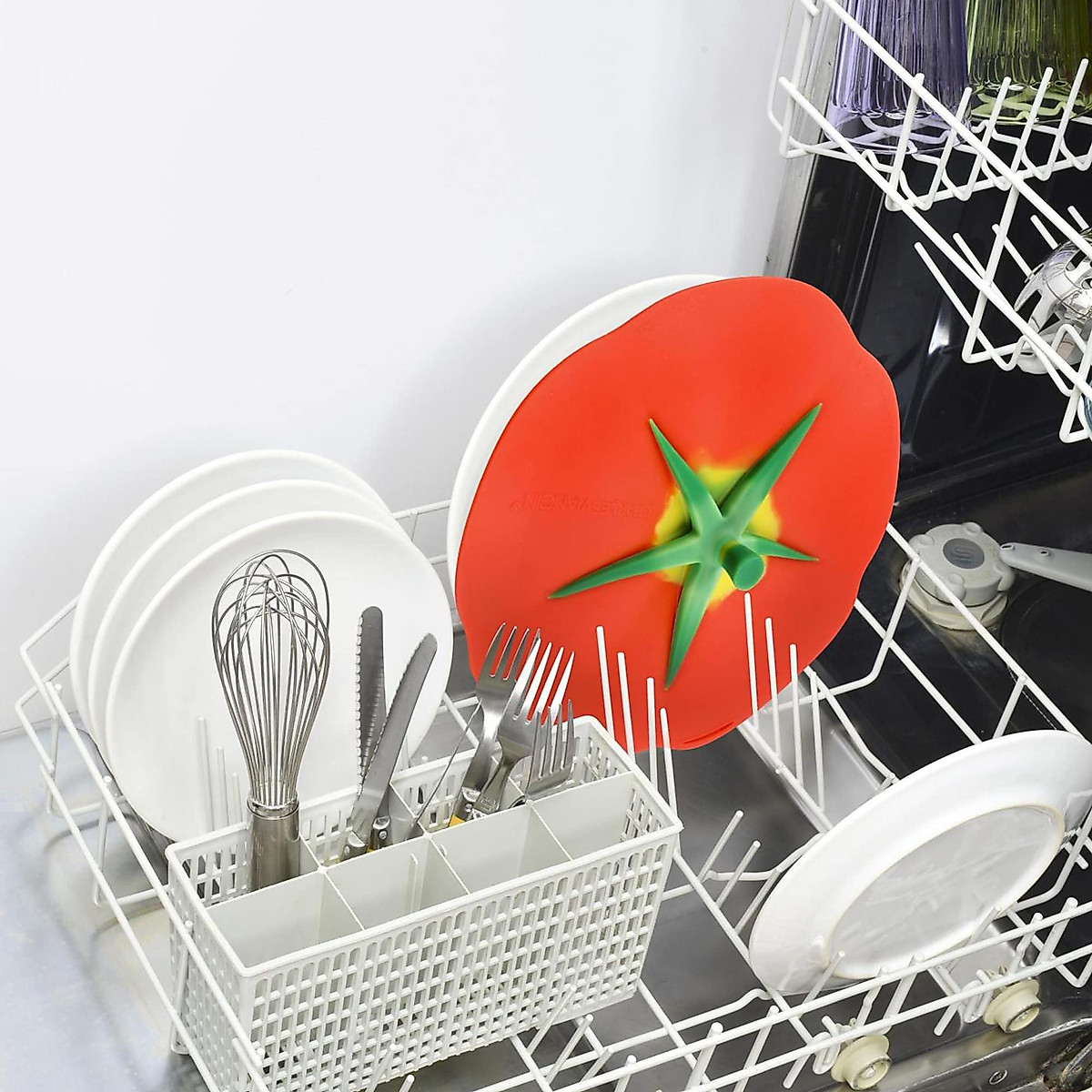 Charles Viancin - Tomato Silicone Lid for Food Storage and Cooking - 8''/20cm - Airtight Seal on Any Smooth Rim Surface - BPA-Free - Oven, Microwave, Freezer, Stovetop and Dishwasher Safe