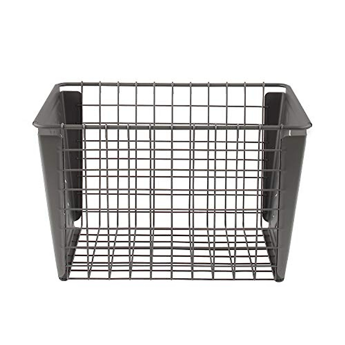 Spectrum Diversified Macklin, Stamped Steel & Wire Basket for Closet & Cubby Storage Vintage-Inspired Design with Customizable Label Plate, Medium, Industrial Gray