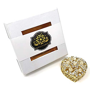 Wedding Unity Coins - Arras de Boda - Heart Shaped Box with Decorative Rhinestone Crystals 78 (Gold)