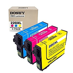 Doswy 3 Packs 220XL Remanufactured Ink Cartridge Replacement for Epson 220 XL T220XL High Yield for Workforce WF-2760 WF-2750 WF-2630 WF-2650 WF-2660 XP-320 XP-420 Printer (Cyan, Yellow, Magenta)