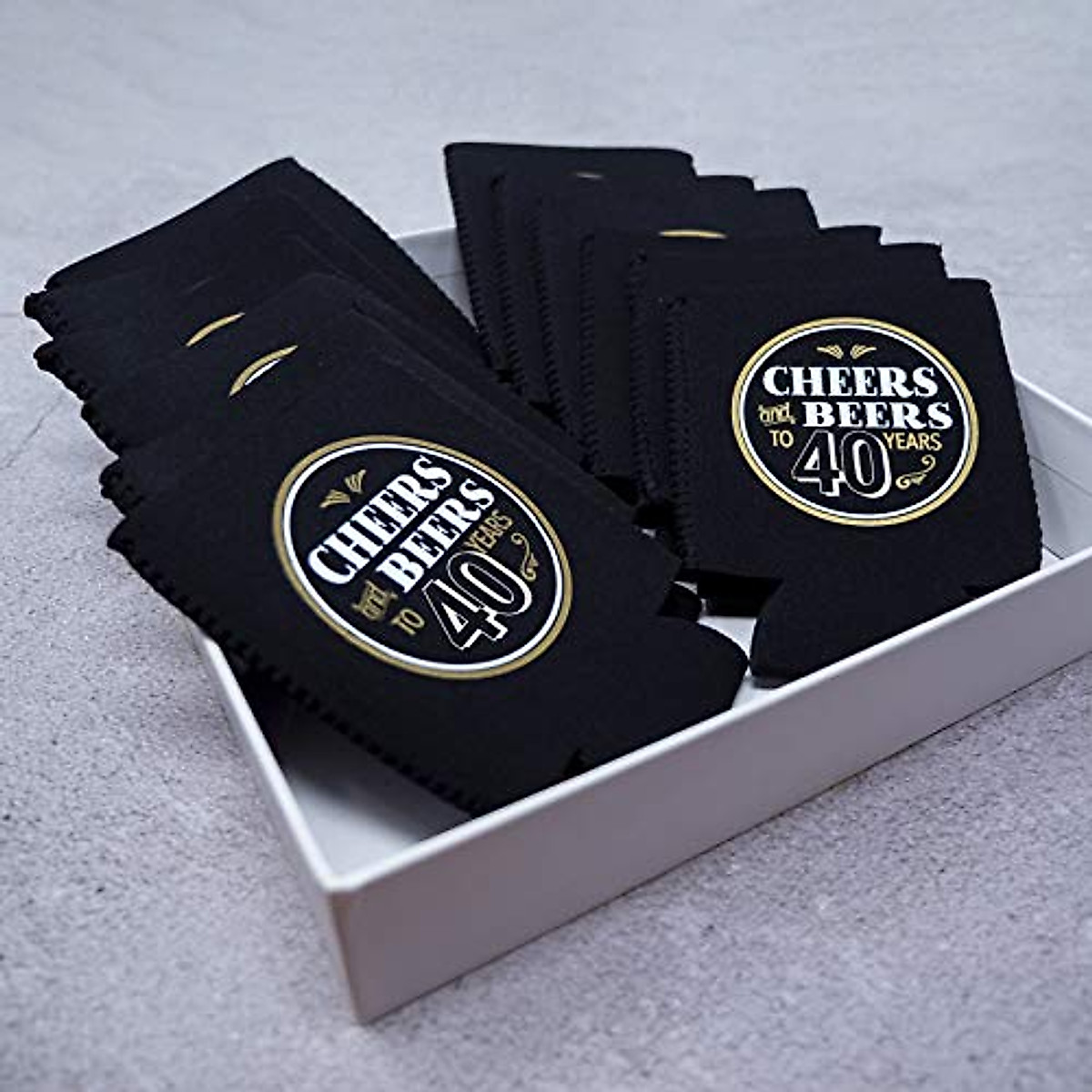 Prazoli 40th Birthday Can Coolers (12 Pack) - Happy 40 Birthday Decorations for Men , Cheers and Beers to 40 Years , Happy 40th Birthday Party Favors , Over The Hill Birthday Decorations 40th Party