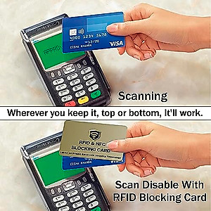 SAITECH IT 2 Pack RFID Blocking Cards One Card Protects Entire Wallet Purse For Men & Women, Contactless Bank Debit Credit Card Protector ID ATM Guard Card – Golden