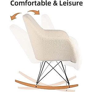 Rongbuk Modern Velvet Rocking Chair,Upholstered Rocker Glider Chair with High Backrest and Armrests,Small Accent Chair for Nursery,Living Room,Bedroom,White