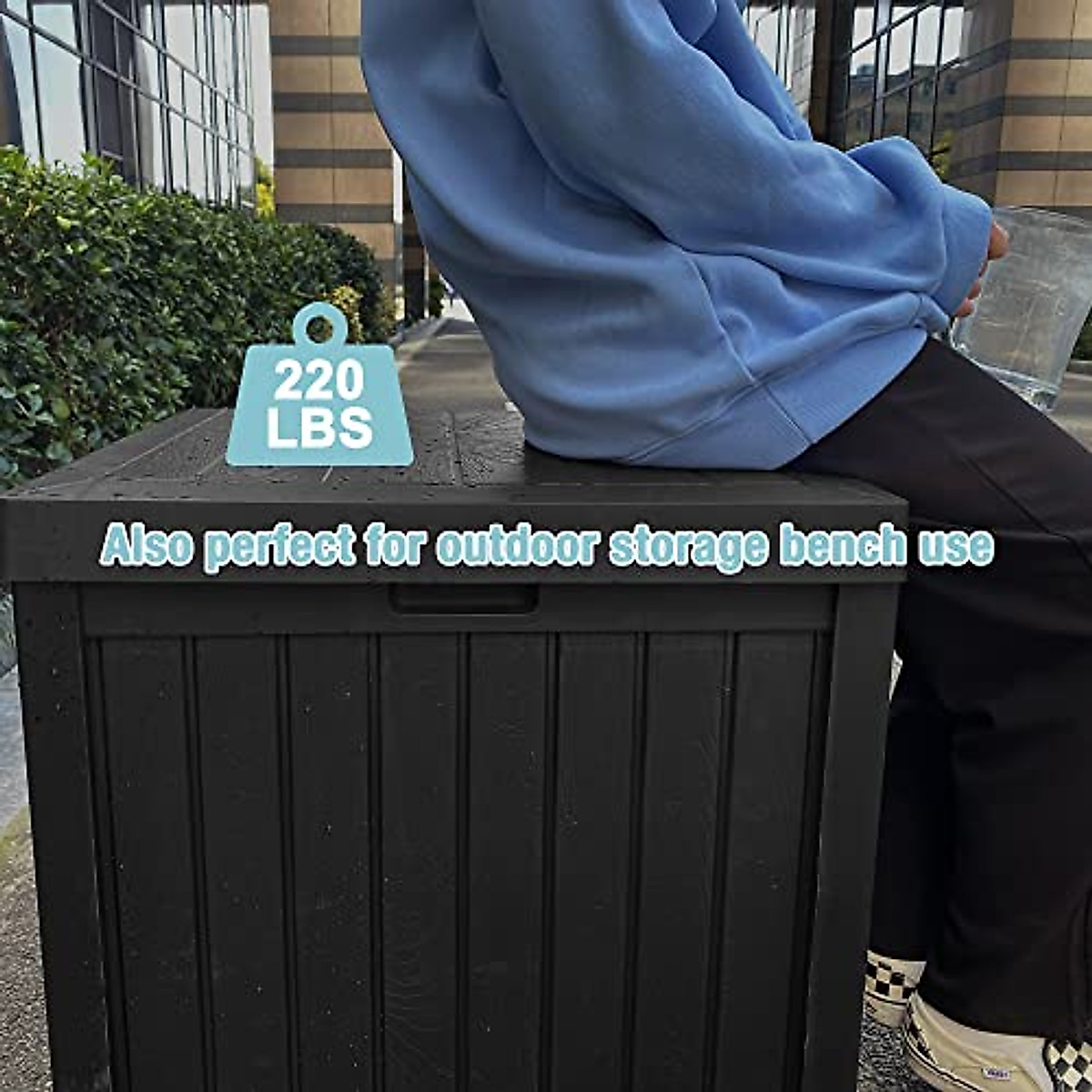 Patio Storage Box 51 Gallon Small Deck Boxes Outdoor Waterproof Patio Cushion Storage Outside Container for Pool Towel, Garden Tools, Toys, Grey