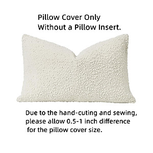Sunkifover Textured Boucle Pillow Covers 12x20 Inches, Decorative Lumbar Pillows Cover, Neutral Pillowcase Rectangular Cushion Cover for Sofa, Couch, Bed, Bedroom, Living Room, Home Decro White.