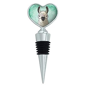 Hip Llama with Glasses Heart Love Wine Bottle Stopper