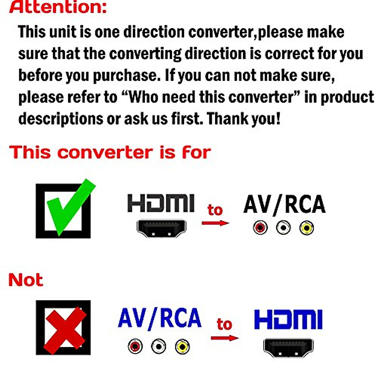 Rasfox Powered HDMI to AV/RCA Converter, 1080p HDTV HDMI to Composite RCA Audio Video A/V CVBS Adapter Converter Box with Power Adapter, High-end Metal Box with 1 Year Warranty