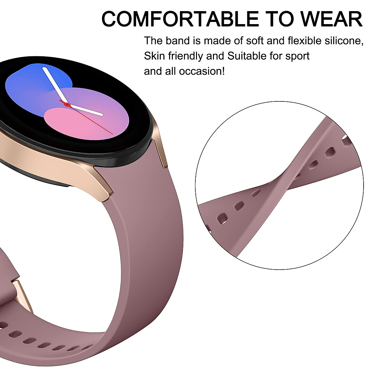 Meliya Silicone Bands for Samsung Galaxy Watch 4 / 5 Band 40mm 44mm, Galaxy Watch 4 Classic Band 42mm 46mm, Galaxy Watch 5 Pro Band 45mm, 20mm Soft Silicone Sport Strap for Samsung Galaxy Watch 4 / 5