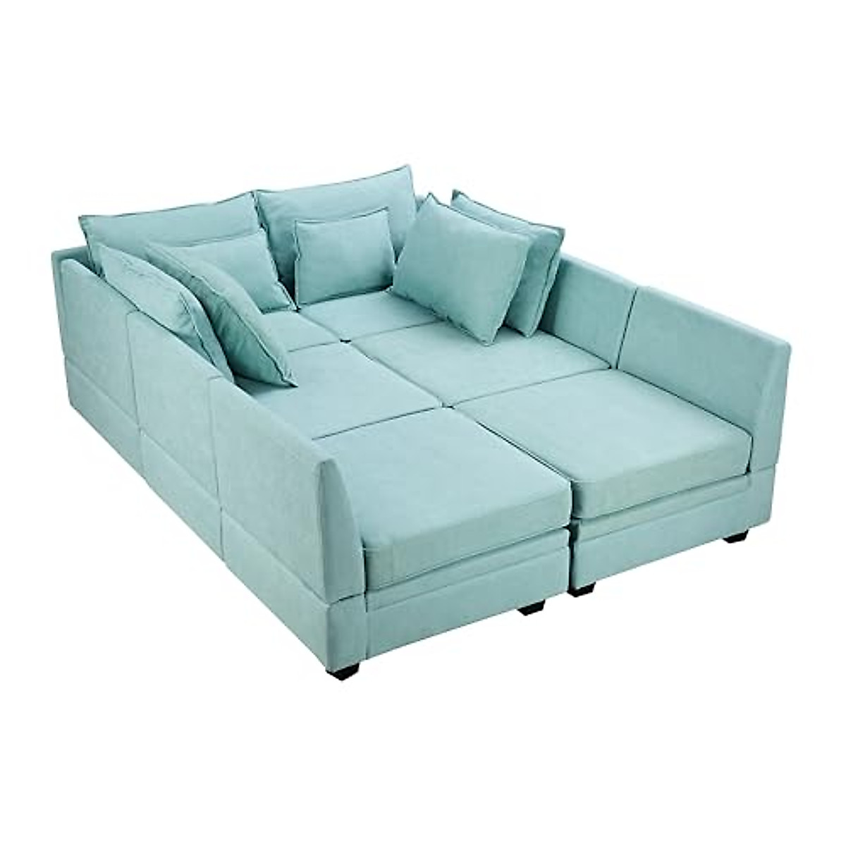 WILLIAMSPACE 115" Sectional Sofa Couch with Storage for Living Room, Modern Corner L-Shaped Sofa 6 Seater Couch, Modular Convertible Sofa Bed with Reversible Chaise for Home Office (Light Green)
