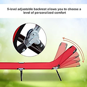 Outsunny Folding Chaise Lounge Pool Chairs, Outdoor Sun Tanning Chairs with Pillow, Reclining Back, Steel Frame & Breathable Mesh for Beach, Yard, Patio, Red