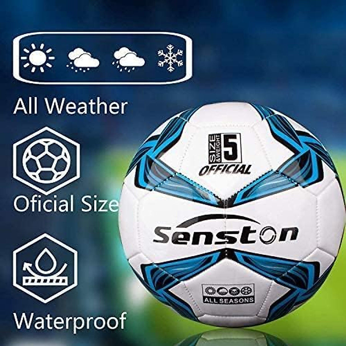 Senston Soccer Ball for Kids and Adult Training Ball Size 5 Official Match Football Balls with Pump