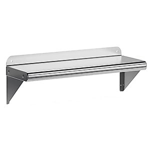 Wall Mount Stainless Steel Shelf 12 x 36 Inch, NSF Certified Shelves, 250 lb Load Capacity Heavy Duty Floating Shelf Kitchen Storage Racks for Restaurant, Hotel and Garage