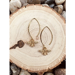 14k Gold Bee Dangle Earrings Sterling Silver