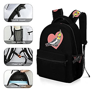 Cute Cockatiel with Heart Laptop Backpack Fashion Shoulder Bag Travel Daypack Bookbags for Men Women