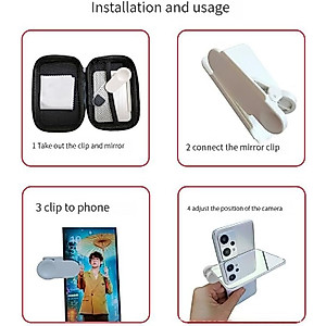 1Set-Smartphone Camera Mirror Reflection Clip Kit, Mirror of The Sky, Handheld Mirro, Applicable to All Mobile Phones, Easily Shoot Splendid Photos, Suitable for Travel and Easy to Carry (White)
