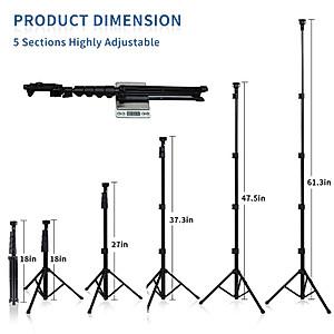 60" Selfie Tripod for iPhone with Remote Shutter Phone Holder Compatible with iPhone Android for Selfie/Video Recording/Vlogging/Live Streaming Heavy Duty Aluminum, Lightweight Tripod Black