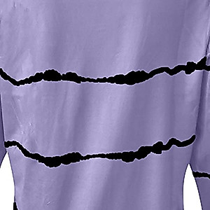 Ceboyel Womens Crew Neck Sweatshirt 2023 Striped Color Block Blouese Shirts Long Sleeve Pullover Tops Fall Fashion Clothes Womens Hoodies Pullover Trendy Purple M