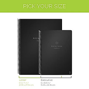 Rocketbook Smart Reusable Notebook, Fusion Plus Letter Size Spiral Notebook & Planner, Infinity Black, (8.5" x 11")