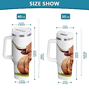 RPLIFE Cute Highland Cow Coffee Tumbler, Stainless Steel Bottle, Insulated Coffee Cups with Lids, Tumbler for Men