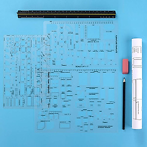 Sooez Architectural Templates, House Plan Template, Interior Design Template, Furniture Template, Drawing Template Kit, Drafting Tools and Supplies, Template Architecture Kit, Set of 3