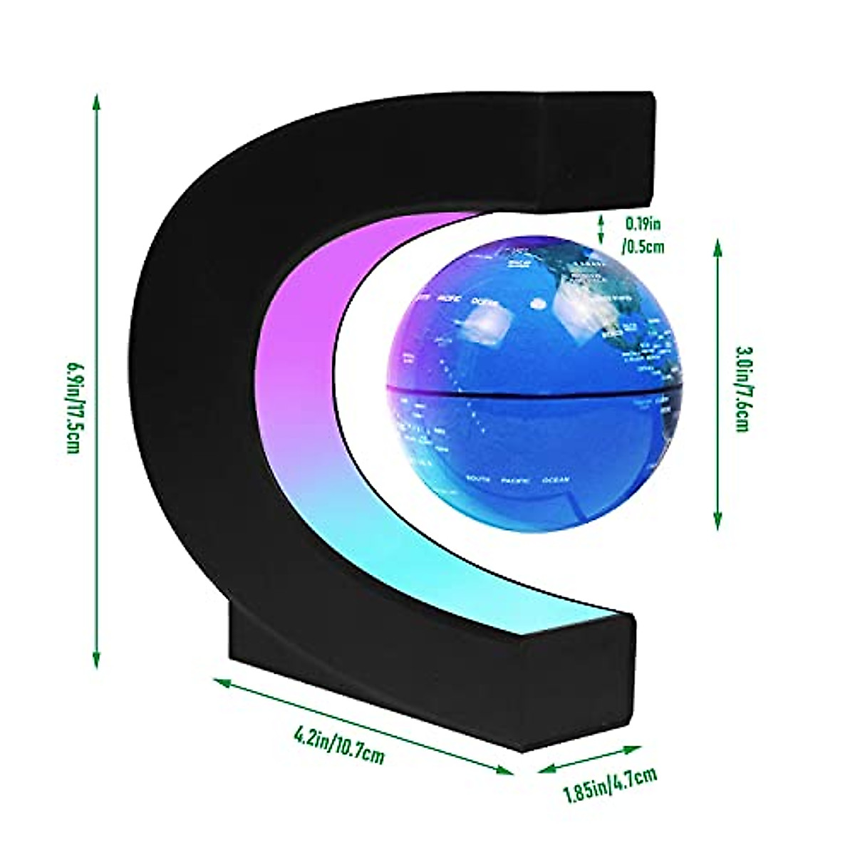 JOWHOL Magnetic Floating Globe with LED Lights, 24-Hours Auto-Rotating Levitating Globe, Perfect Cool Gift for Men, Kids, Home Office, Desk Decoration, Education Teaching Demo(Blue)