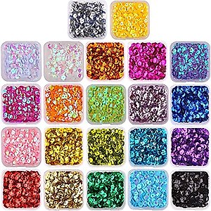 DIYASY 9800 Pcs 6MM Bulk Loose Sequins, 22 Colors Round Embroidery Sequins Cup Craft Sequins with Holes for DIY.