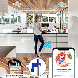 Herdio 5.25” Flush Mount Bluetooth Ceiling Speaker System Max Power 600 Watts Perfect for Humid Indoor Outdoor, Kitchen,Bedroom,Bathroom,Home Theater,Covered Porches(4 Pcs)