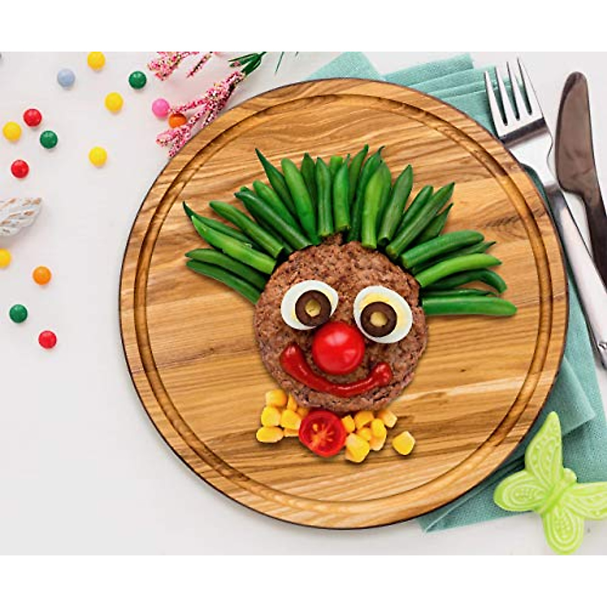 B.Brown Wood Round Cutting Board 13.5 inches Medium Cutting Board