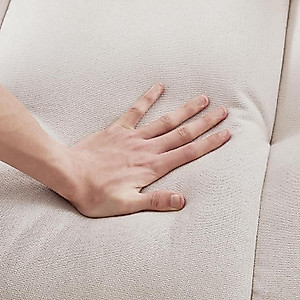 AnwickNomo Convertible Futon Sofa Beds,Modern Fabric Linen Upholstered Futon Sofa Bed, Adjustable Couch Sleeper,Love Seats Couch with 2 Pillows for Apartment, Living Room, Studio (Ivory)