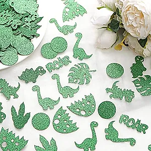 230 Piece Dinosaur Confetti Jungle Theme Baby Shower Decor,Dinosaur Birthday Table Confetti Dinosaur Table Decorations,Cute Dinosaur Confetti Green Confetti, Dinosaur Baby Shower Supplies For Kids