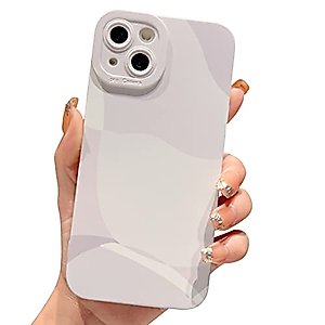 YKCZL Compatible with iPhone 13 Case 6.1 Inch, Cute Painted Art Full Camera Lens Protective Slim Soft Shockproof Phone Case for Women Girl-White