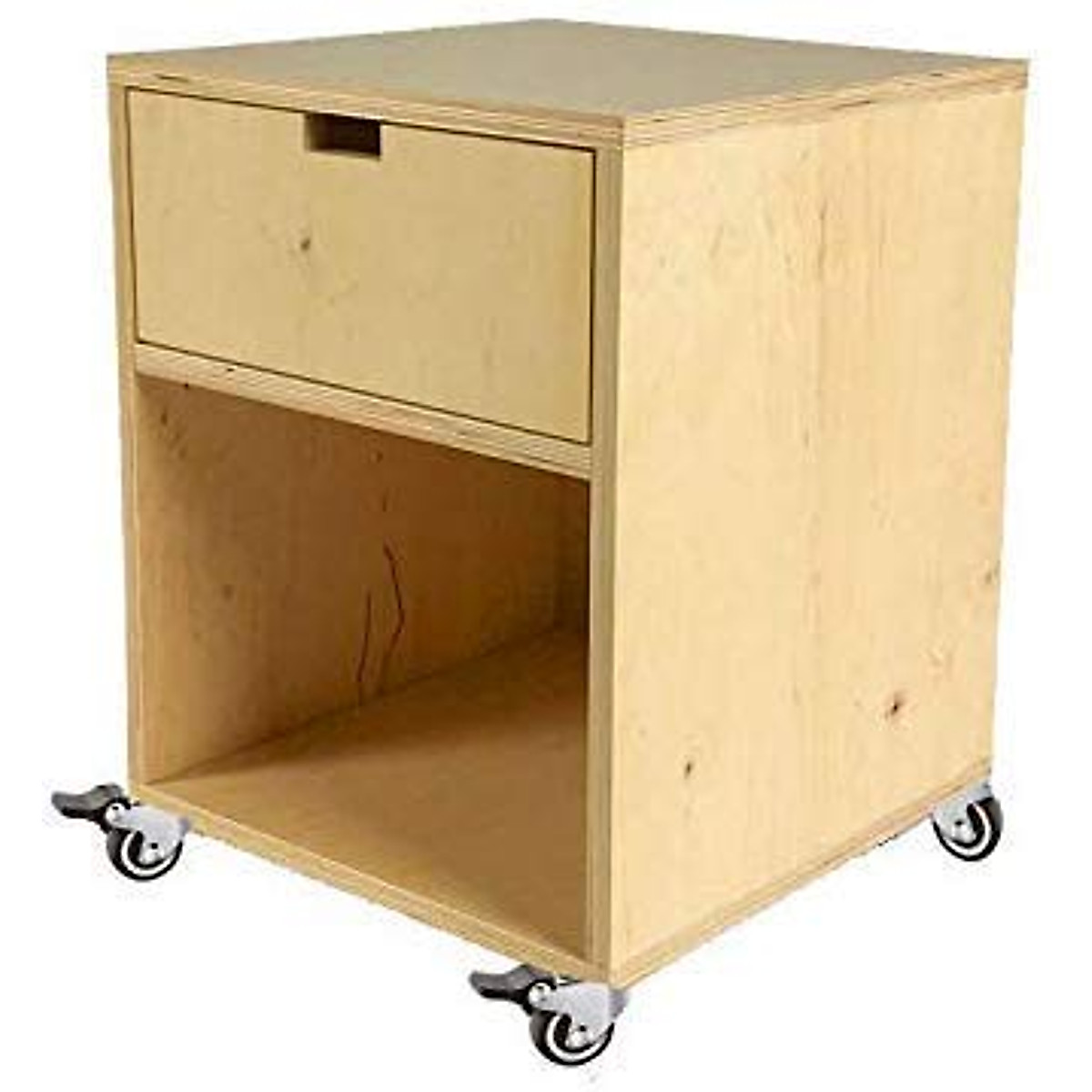 GBL 1" inch Small Caster Wheels with 2 Brakes + Screws - 90Lbs - Low Profile Castor Wheels with Brakes - Set of 4 No Floor Marks Silent Casters - Mini Wheels for Cart