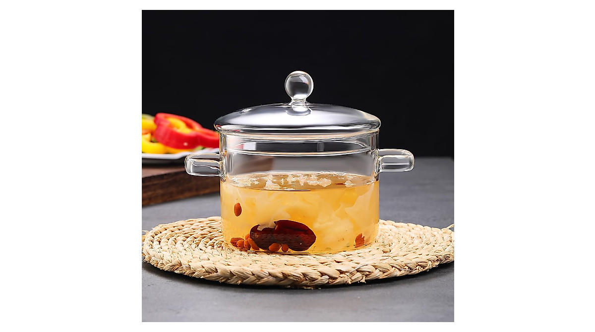 Durable 1.5L Clear Glass Cooking Pot for Stovetop