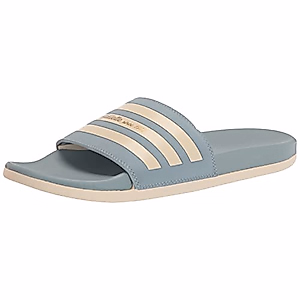 adidas Unisex Adilette Comfort Slide Sandal, Magic Grey/Wonder White/Gold Metallic, 19 US Women