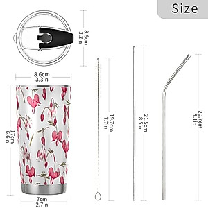 HXshaoye art Bleeding Heart hot peach Stainless Steel insulated water bottle with Straw Leak Resistant Flip hot coffee travel mug for gym tumbler with straw vaso para cafe 20oz