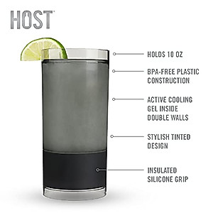 HOST Cocktail Freeze Tumbler, Frozen Cocktail Glass, Double Walled Insulated Glasses, Iced Coffee Tumbler, BPA Free Drink Cooler, 10 oz., Black