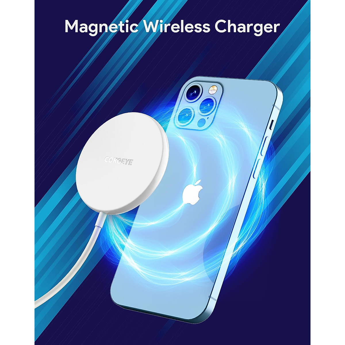 Magnetic Wireless Charger Compatible with MagSafe Charger, for iPhone Wireless Charger with 20W PD USB C Charger for iPhone 15/15 pro/15 plus/15 promax/ 14/14 pro/14 pro max/ 13 (White 1 Pack)